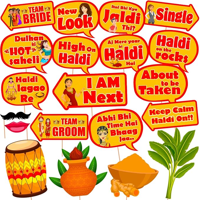Haldi photobooth props-20 pieces – Weddymart store